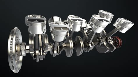 W12 Engine Working Animated 3d Model Animated Rigged Cgtrader