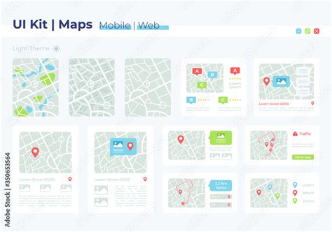 map ui elements kit geography position and address gps location