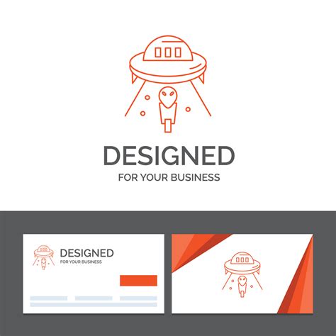 Business Logo Template For Alien Space Ufo Spaceship Mars Orange Visiting Cards With Brand