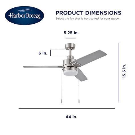 Harbor Breeze Brinson 44 In Brushed Nickel Led Indoor Ceiling Fan 3