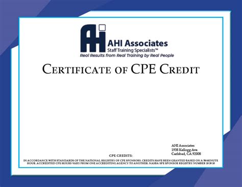 Cpe Certificate Template Ahi Associates