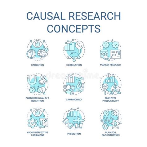 Causal Research Turquoise Concept Icons Set Stock Vector Illustration Of Marketing Concept