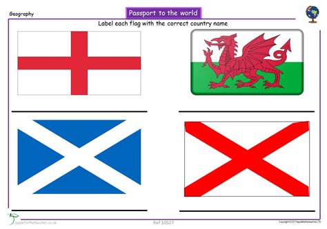 Uk Countries Label The Flags Apple For The Teacher