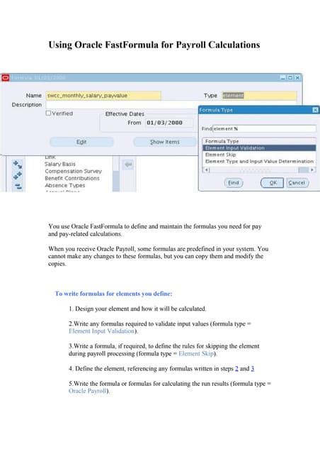 142500146 Using Oracle Fast Formula For Payroll Calculations Doc