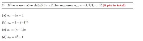 Solved 2 Give A Recursive Definition Of The Sequence