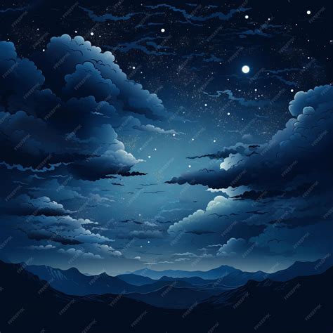 Premium Photo A Night Sky With Clouds And Stars