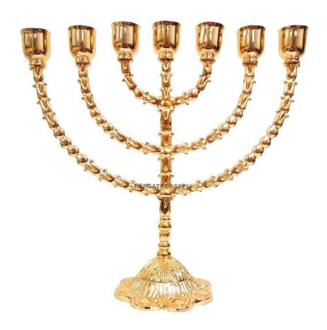 Candelabro Menorah Menorá Grande Judaica Folheada A Ouro 18k R 250