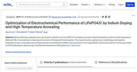 Optimization Of Electrochemical Performance Of Lifepo4c By Indium Doping And High Temperature