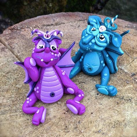 Handsculpted Polymer Clay Dragon Collectibles By Katers Acres Clay