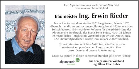 Traueranzeige Von Erwin Rieder Vom 19 08 2022 Tiroler Tageszeitung