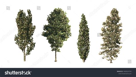 Pixelated Diferent Trees Set Pixel Art Stock Vector Royalty Free Shutterstock