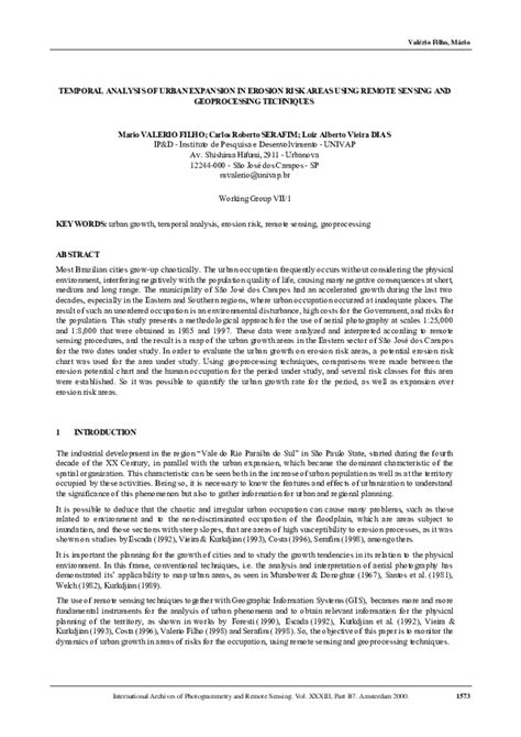 Pdf Temporal Analysis Of Urban Expansion In Erosion Risk Areas Using