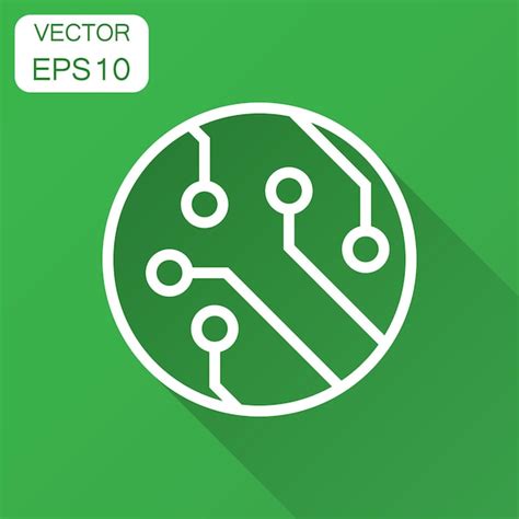 Premium Vector Circuit Board Icon In Flat Style Technology Microchip