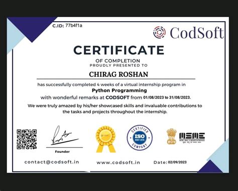 Chirag Roshan On Linkedin Codsoft Codsoftinternship Pythonprogramming Internship
