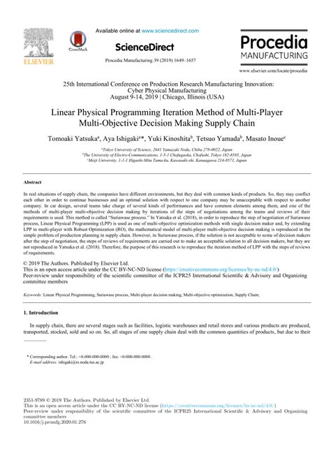 pdf linear physical programming iteration method of multi player
