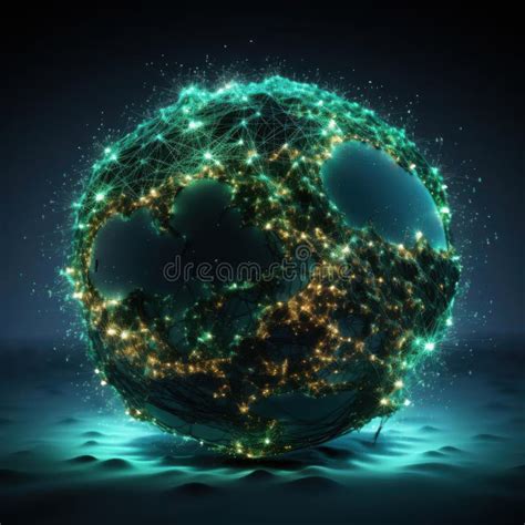 Global Network With Digital World And Abstract Earth Stock