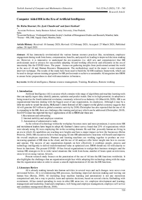Pdf Computer Aided Hr In The Era Of Artificial Intelligence