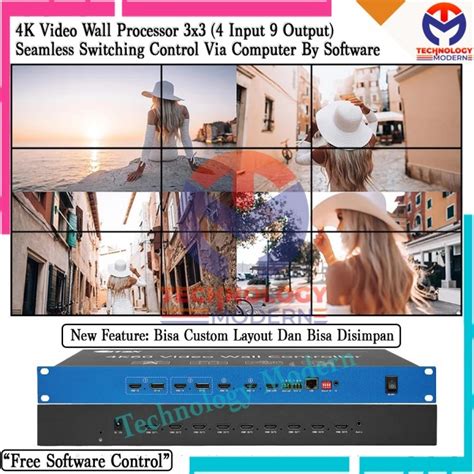 Jual 4k Video Wall Processor 3x3 4 Input 9 Output Pip Seamless
