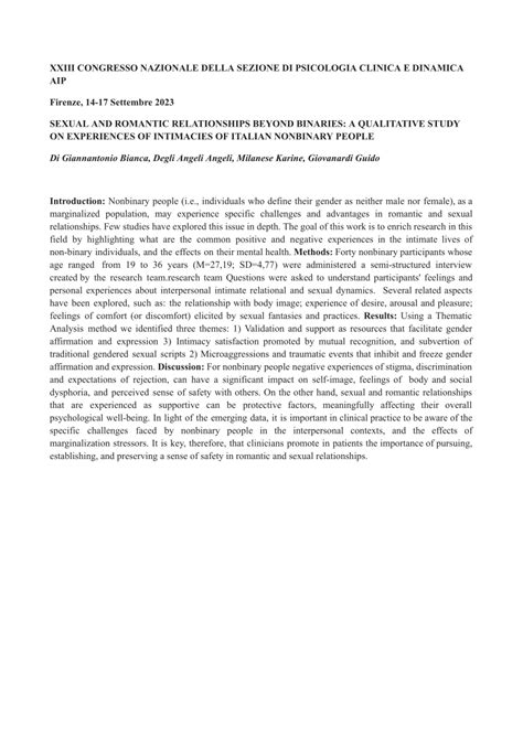 Pdf Sexual And Romantic Relationships Beyond Binaries A Qualitative