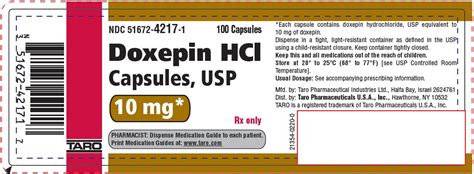 Doxepin Cap Sinequan 10mg 100 Btl Ndc 72205008891 Non Returnable