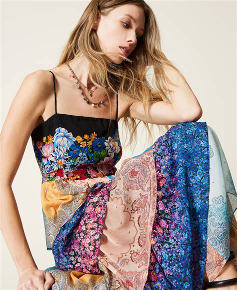 Длинное платье с оборками и принтом 221tp271a Twinset — купить в интернет магазине бренда