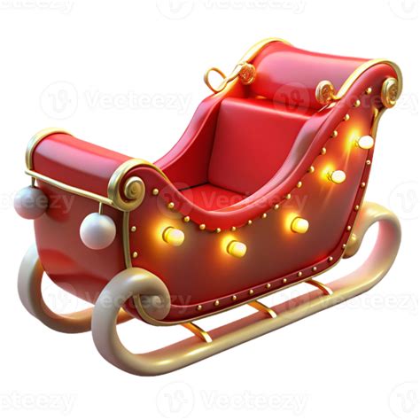 Dramatic Rustic Red Christmas Sleigh 3d Render Exclusive 56606459 Png