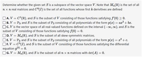Solved Determine Whether The Given Set S ﻿is A Subspace Of