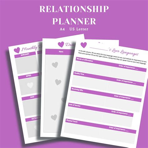 Relationship Planner Date Night Planner Anniversary Ideas Couple