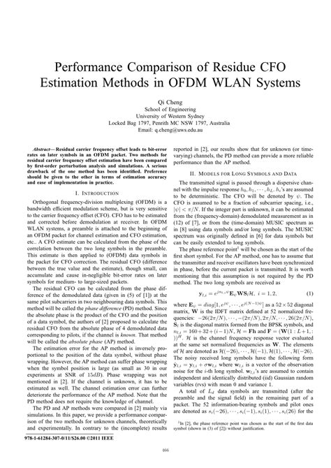 Pdf Performance Comparison Of Residue Cfo Estimation Methods In Ofdm Wlan Systems