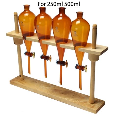 Wooden Separatory Funnel Stand Rack 4 Holes Lab Su Grandado