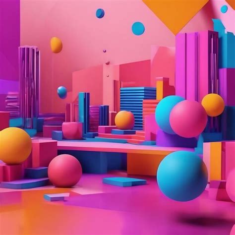 Premium Photo Colorful Memphis Background Abstract Geometric Shapes