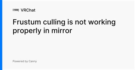 Frustum Culling Is Not Working Properly In Mirror Voters Vrchat