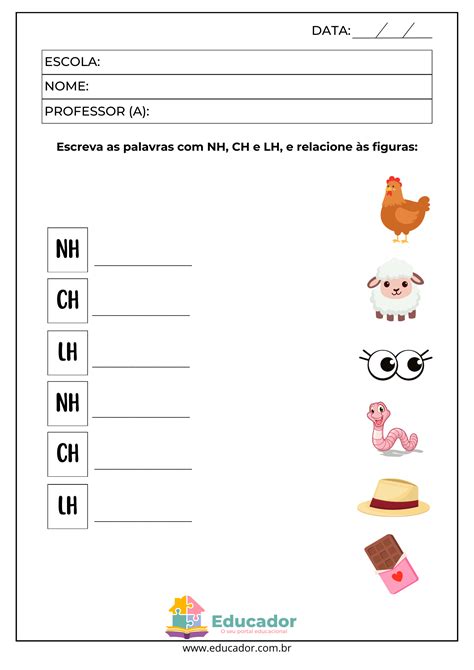 Atividades Com Nh Ch E Lh Educador