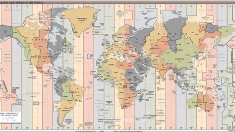 World Map Showing Time Zones