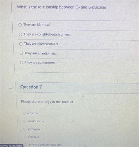 Solved What Is The Relationship Between D And L Glucose Chegg Com