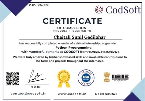 Chaitali Lohar On Linkedin Internship Python Codsoft Programming
