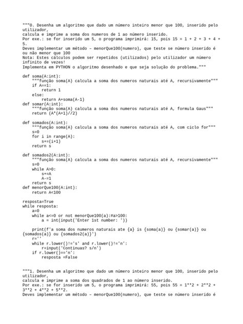 Execricio Funçoes Python Pdf Números Python Linguagem De