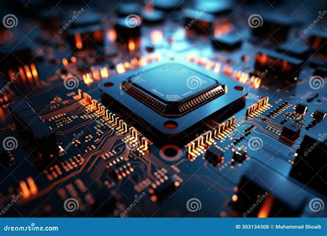 Microscopic Dance Processor Resistors And Microchips Create Electronic Symphony Royalty Free