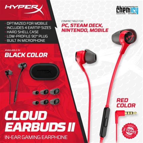 Hyperx Clouds Earbuds Ii Earbuds 2 In Ear Gaming Headphones With Mic Lazada Indonesia