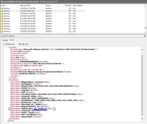 lots of storport errors in event viewer intermittent performance