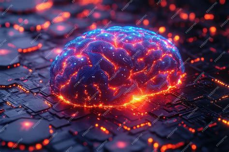 A glowing digital brain rests on a circuit board symbolizing artificial intelligence | Premium ...