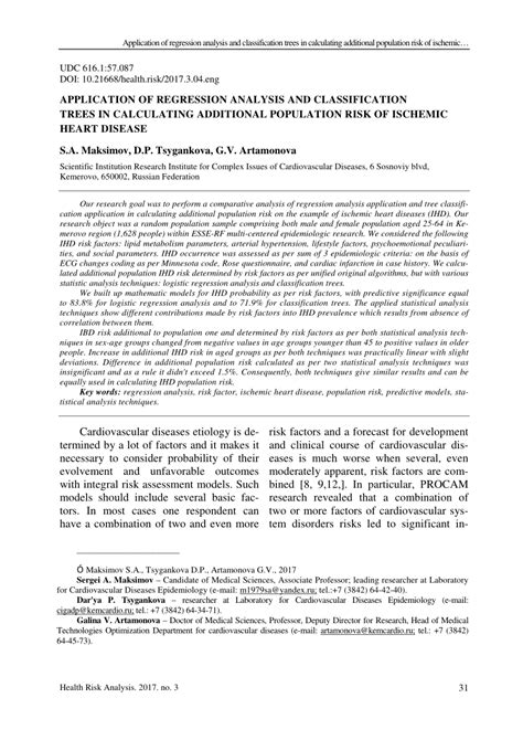 Pdf Application Of Regression Analysis And Classification Trees In