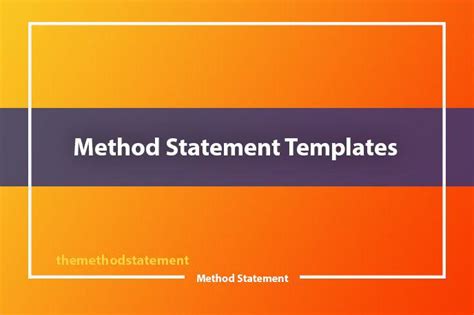 Method Statement Templates Construction Work Method Statement Template