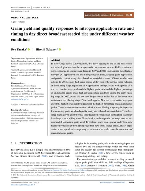Pdf Grain Yield And Quality Responses To Nitrogen Application Rate
