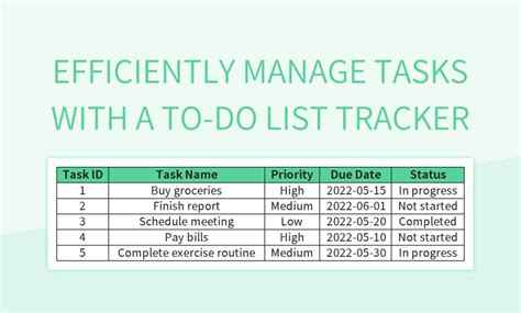 Efficiently Manage Tasks With A To Do List Tracker Excel Template And