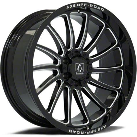 Axe Wheels Yukon Chronus Gloss Black Milled 6 Lug Wheel 20x10 19mm