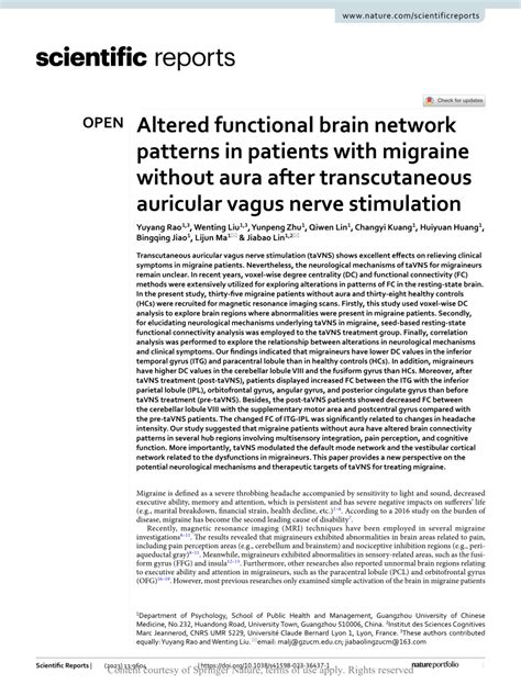 Pdf Altered Functional Brain Network Patterns In Patients With Migraine Without Aura After