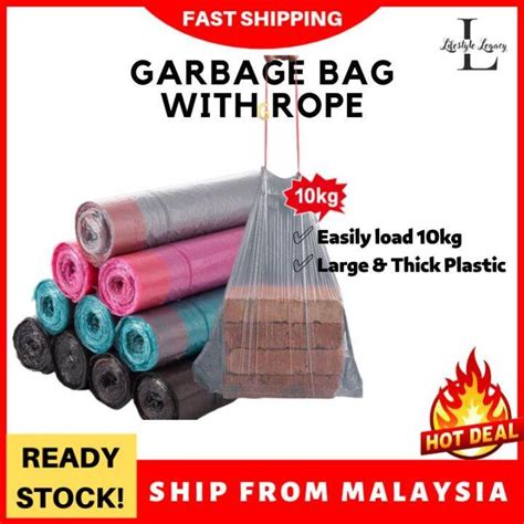Drawstring Plastic Rubbish Garbage Bag With Rope Plastik Sampah Bertali