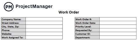 Maintenance Work Order Template Excel