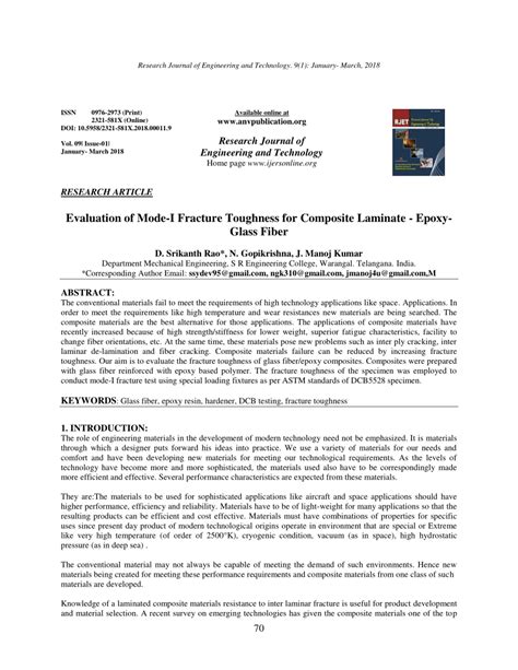 Pdf Evaluation Of Mode I Fracture Toughness For Composite Laminate Epoxy Glass Fiber